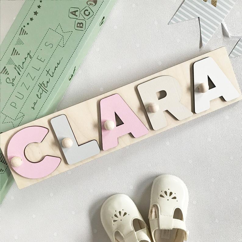 wooden name puzzles with pegs
