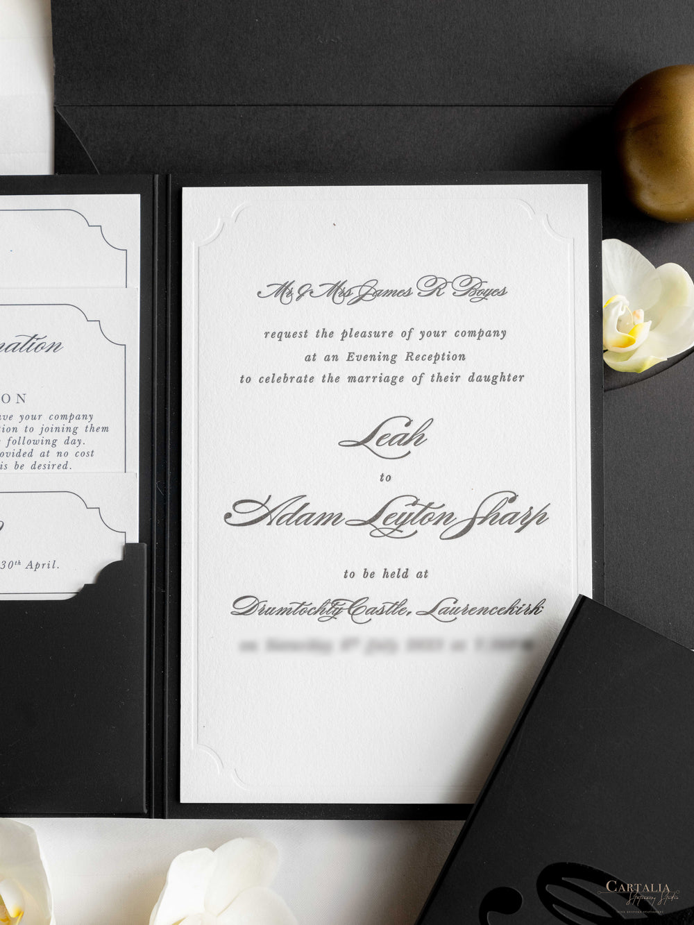 Black & White Luxury Hardcover Evening Pocket with Gold Foil Monogram ...