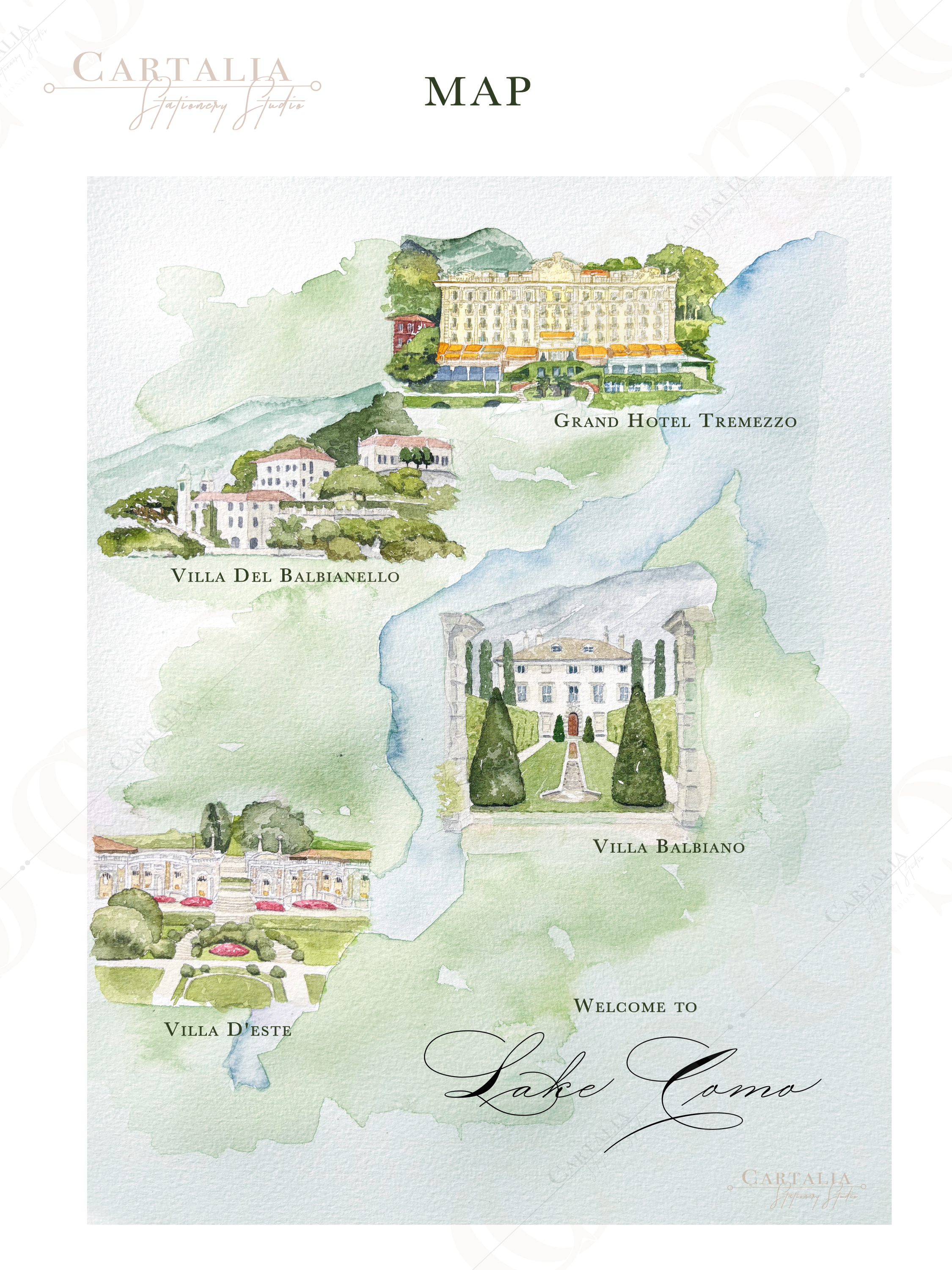Watercolor Wedding Map Custom Wedding Map Handpainted Watercolor