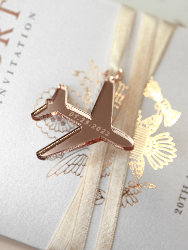 Rose Gold Luxury Passport Wedding Invitation with Real Foil Boarding P ...