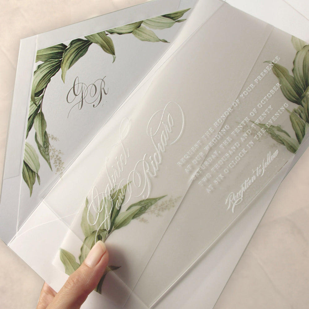 Botanic Vellum Wrap with Design Perspex Acrylic See Through Plexi Invi ...