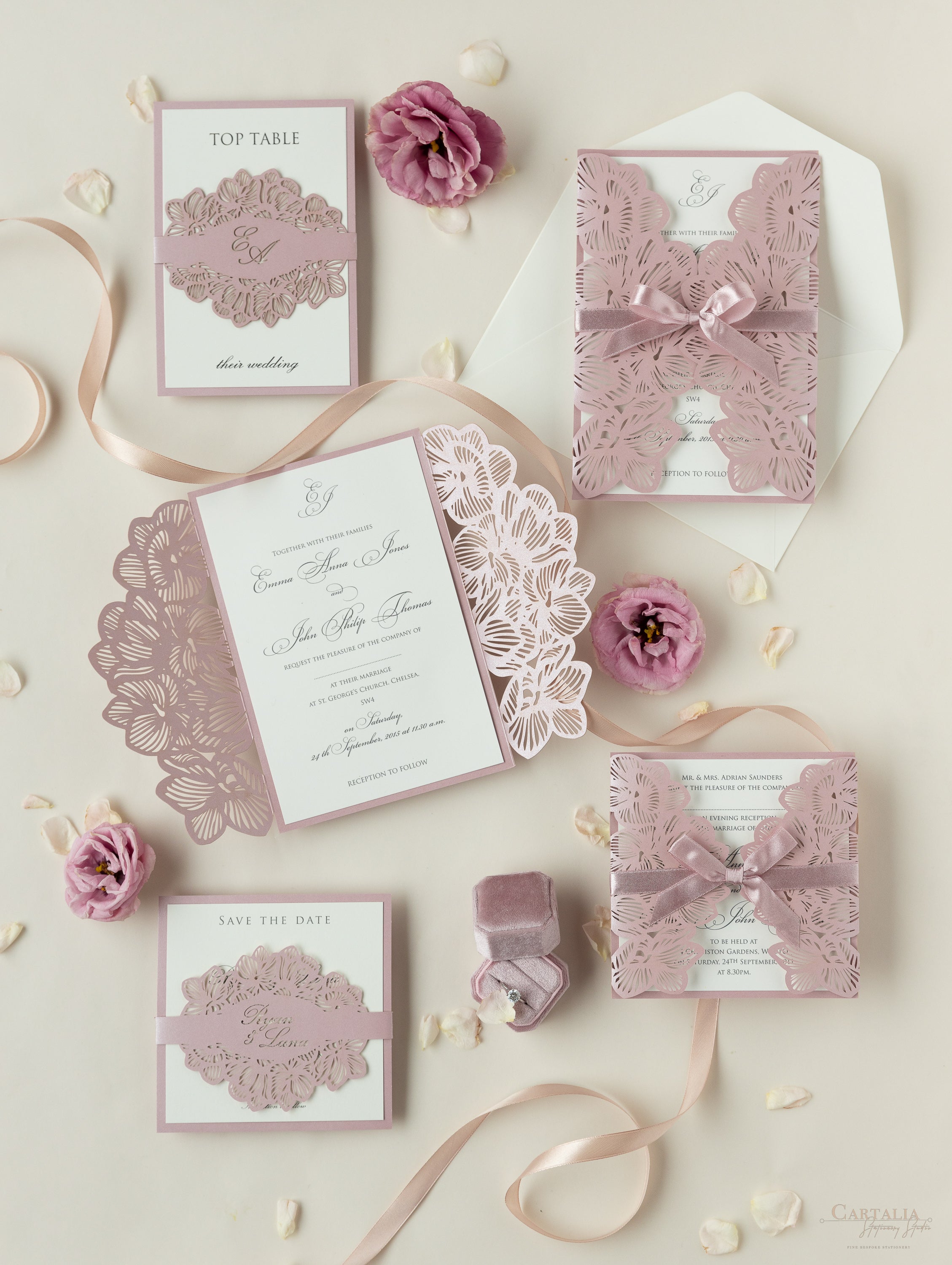 Purple Wedding Invitations With Ribbon