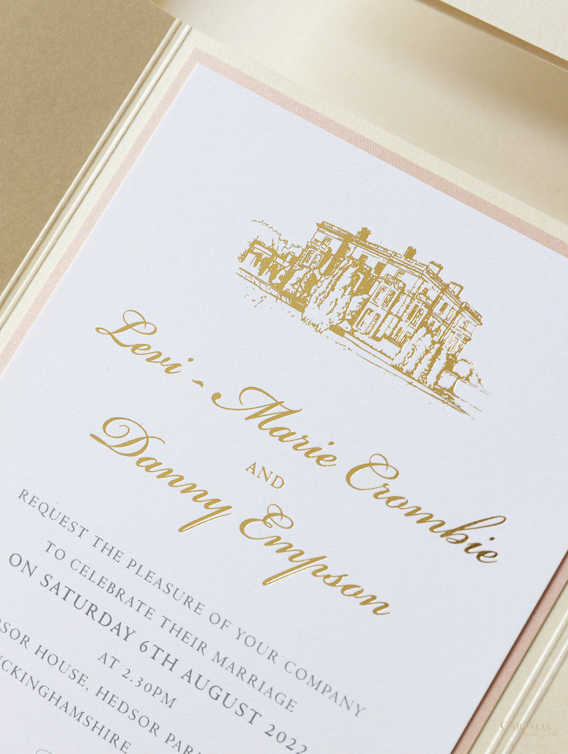 Venue: Hedsor House Wedding Invitations in Pocket | Bespoke Commission ...